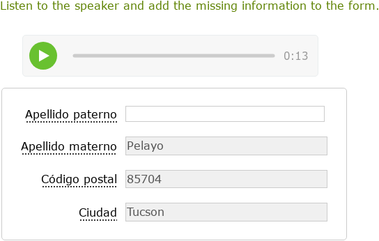 IXL | Listen and fill in a form with personal information: letters and ...