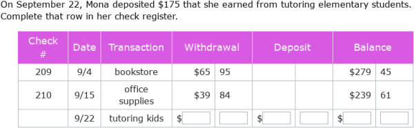 IXL - Check registers (Financial literacy practice)