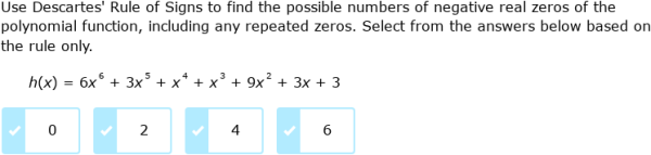 IXL - Descartes' Rule of Signs (Advanced algebra practice)