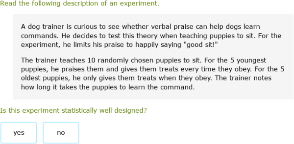IXL - Experiment design (Statistics practice)