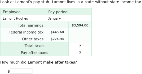IXL - Income and payroll taxes: understanding pay stubs (Financial ...