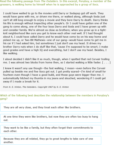 IXL | Analyze passages from The Outsiders: Part 1 | Intermediate 2 ...