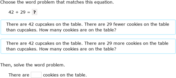IXL | Match addition and subtraction word problems to equations - up to ...