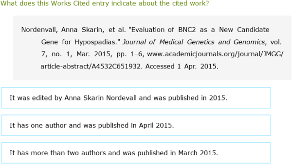 IXL | Understand a Works Cited entry (MLA 8th–9th editions) | Advanced ...