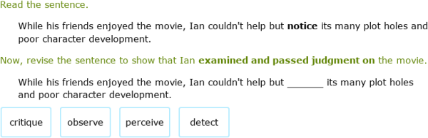 IXL | Revise the sentence using a stronger verb | Intermediate 2 ...