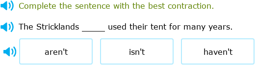 IXL | Use contractions in a sentence | Foundations 1 language arts