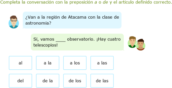 IXL | The prepositions a and de and the contractions al and del | Spanish