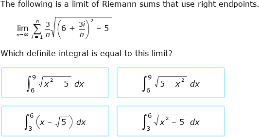 IXL - Relate Riemann sums and definite integrals (Calculus practice)