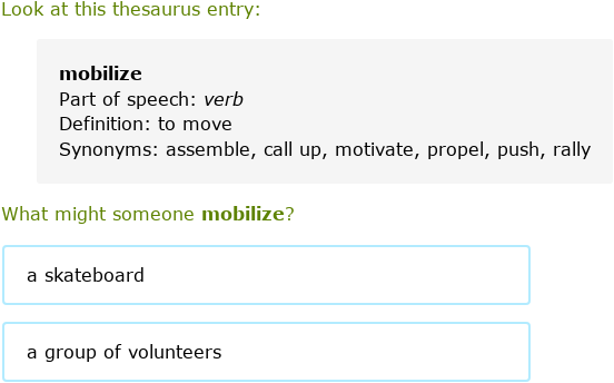 IXL | Use thesaurus entries | Intermediate 2 language arts