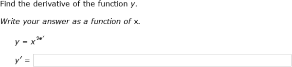 IXL - Find derivatives using logarithmic differentiation (Calculus ...