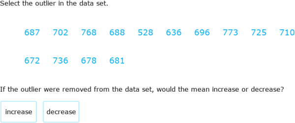 IXL | Identify an outlier and describe the effect of removing it ...