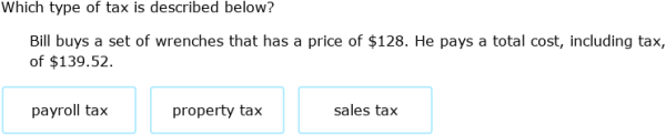 IXL - Identify types of taxes (Financial literacy practice)