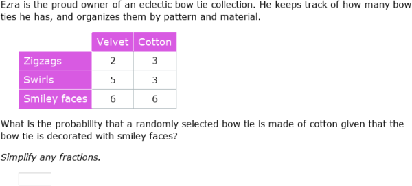 IXL - Find conditional probabilities using two-way frequency tables (Statistics practice)