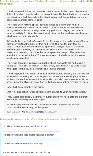 IXL | Analyze passages from The Giver: Part 1 | Intermediate 2 language ...