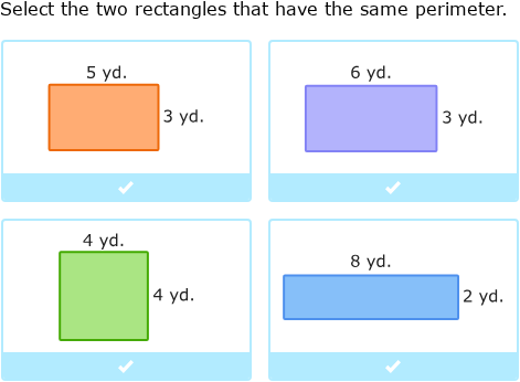 IXL | Rectangles with the same perimeter or area | Foundations 2 math