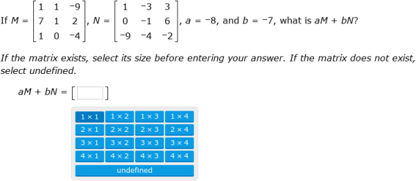 IXL - Add and subtract scalar multiples of matrices (Precalculus practice)