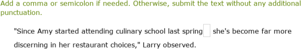 IXL | Use semicolons and commas to separate clauses | Advanced 1 ...
