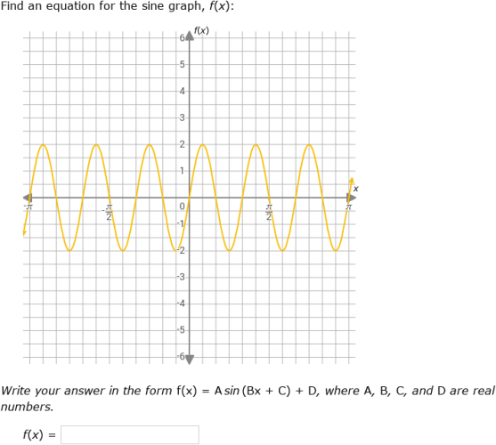 IXL - Write equations of sine functions from graphs (Precalculus practice)