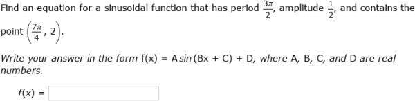 IXL - Write equations of sine functions using properties (Precalculus practice)