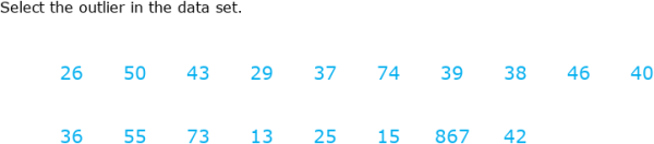 IXL - Identify an outlier (Statistics practice)