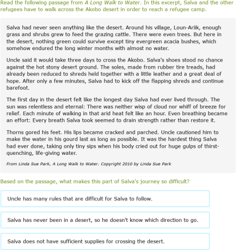 IXL | Analyze passages from A Long Walk to Water: Part 1 | Intermediate ...