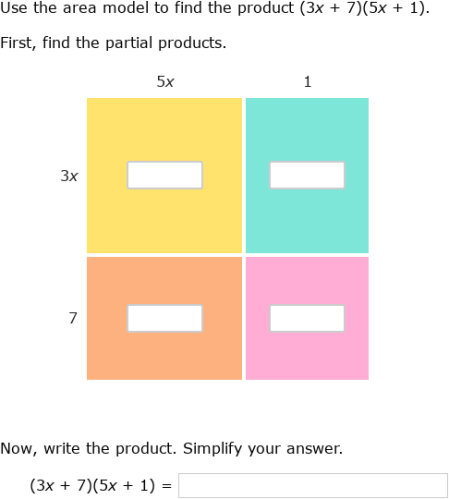 IXL - Multiply polynomials using area models (Algebra practice)