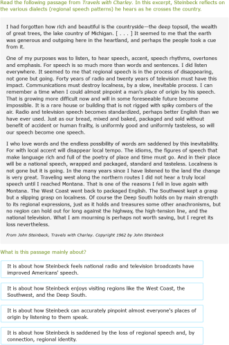IXL | Analyze passages from Travels with Charley: Part 1 | Intermediate ...