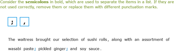 IXL | Use semicolons and commas to separate items in a series ...