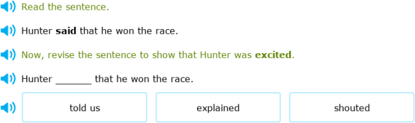 IXL | Revise the sentence using a stronger verb | Foundations 1 ...