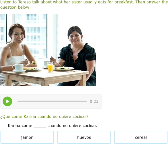 IXL | Listen to people talk about their favorite foods and drinks | Spanish