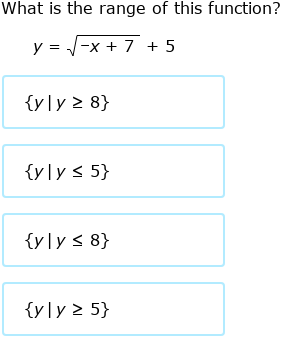 IXL - Domain and range of radical functions (Precalculus practice)